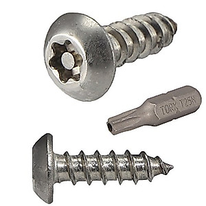 Fastenere Torx Security Sheet Metal Screws - #12 x 3/4" (25-Pack) Button Head, Tamper-Resistant, Anti Theft Stainless Steel Screws for Higher Level of Safety & Secure Fastening Solution