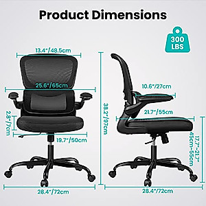 Razzor Office Chair, Ergonomic Desk Chair with Lumbar Support and Adjustable Armrests, Breathable Mesh Mid Back Computer Chair, Reclining Task Chair for Home Office