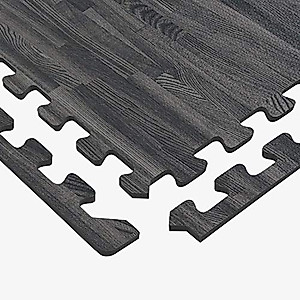 Forest Floor 3/8 Inch Thick Printed Foam Tiles, Premium Wood Grain Interlocking Foam Floor Mats, Anti-Fatigue Flooring – Stylish Flooring Solution, Carbon, 100 Sq Ft