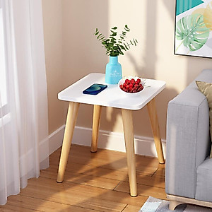 yarlung Small Side Table Wooden White End Table, Modern Bedside Table Square Accent Table Nightstand for Small Space, Living Room, Bedroom, Office, Easy Assembly, 15.75 x 15.75 x 16.5 Inches