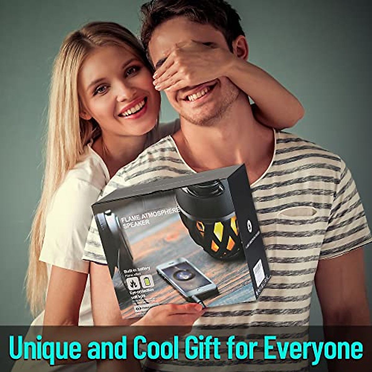 INSSISAIN Outdoor Bluetooth Speakers 2 Pack, Wireless Waterproof Speakers, Gifts for Women Men Mom Dad, Torch Ambient Light, LED Flame Speaker, Dual Pairing, Camping Patio Accessories