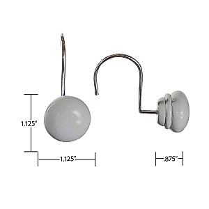 Creative Scents Grey Shower Curtain Hooks Decorative - Set of 12 Gray Shower Curtain Rings for Bathroom Shower Rod - Decorative Shower Hooks for Shower Curtain for Bathroom Decor