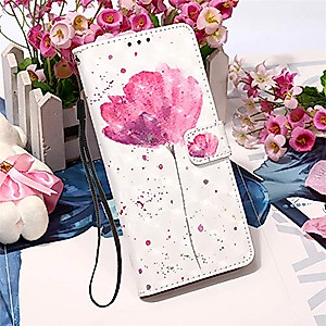 OOPKINS Huawei Y7P Case 3D Creative Pattern Design PU Leather Flip Bookstyle Card Slot Holder Wallet Magnetic Cover Stand Compatible for Huawei P40 Lite E 3D A Red Flower YB