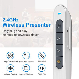 Norwii N27 Presentation Clicker, Clicker for PowerPoint Presentations, PowerPoint Clicker with Pointer for Presentations, Pointer Clicker Presentation Remote - White
