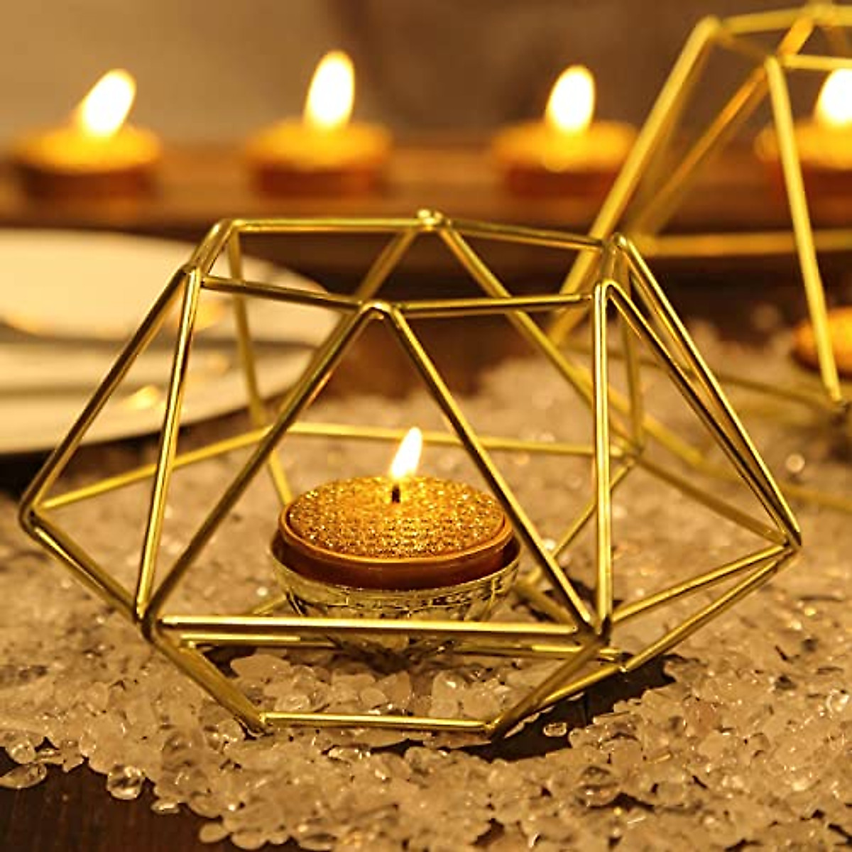 Efavormart Set of 9 Metallic Gold Unscented Tea Light Candles with Textured Design