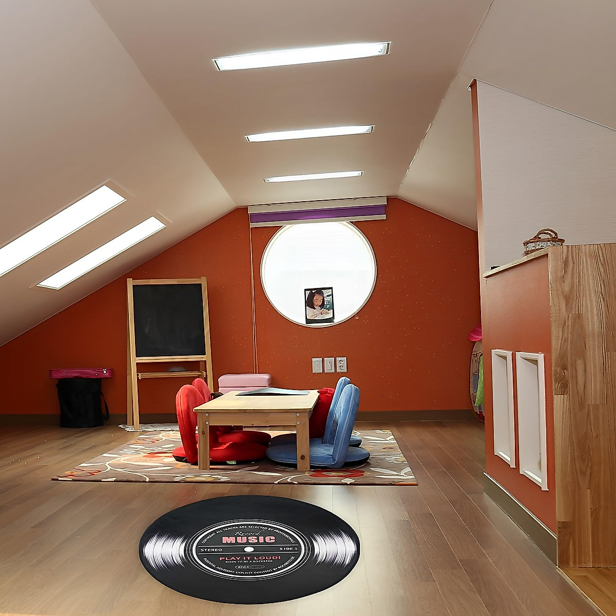 Aomesinc Vinyl Record Area Rug, Fashion Vinyl Record Pattern Floor Mat, Round Non Slip Rug((80X80cm),Style B)