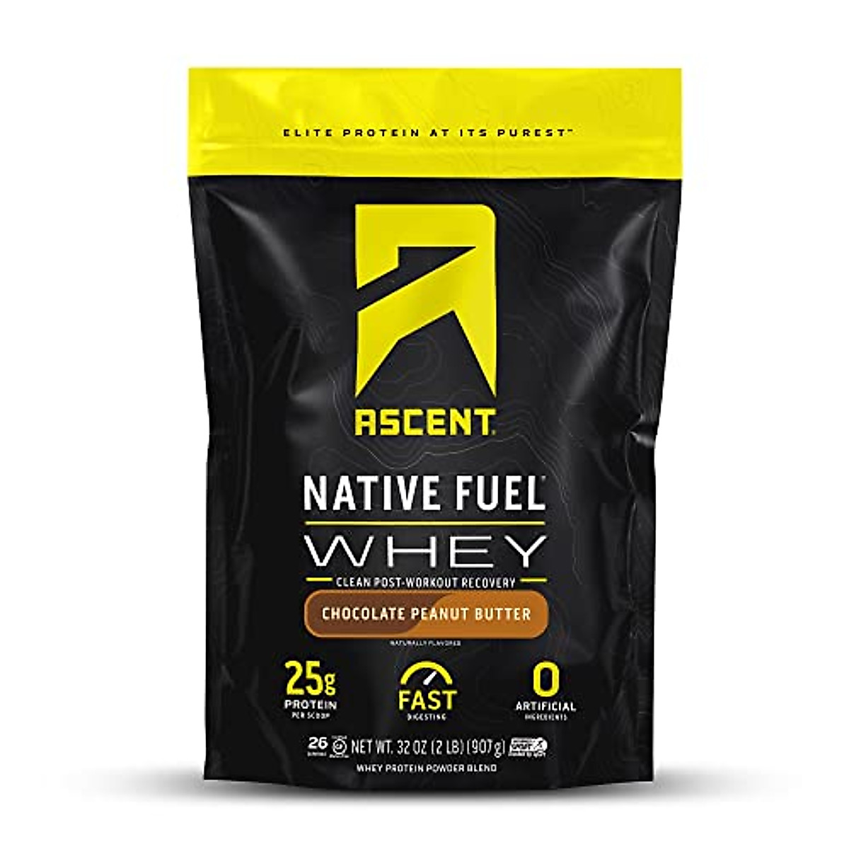 Ascent Native Fuel Whey Protein Powder - Post Workout Whey Protein Isolate, Zero Artificial Ingredients, Soy & Gluten Free, 5.7g BCAA, 2.7g Leucine, Essential Amino Acids, Chocolate Peanut Butter 2 lb
