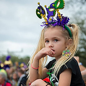 Mardi Gras Earrings for Women Lightweight Wooden Carnival Earrings Purple Green Pendant Earrings Mardi Gras Accessory for Party Favors Crown Clown Hat Lips 6 Pairs