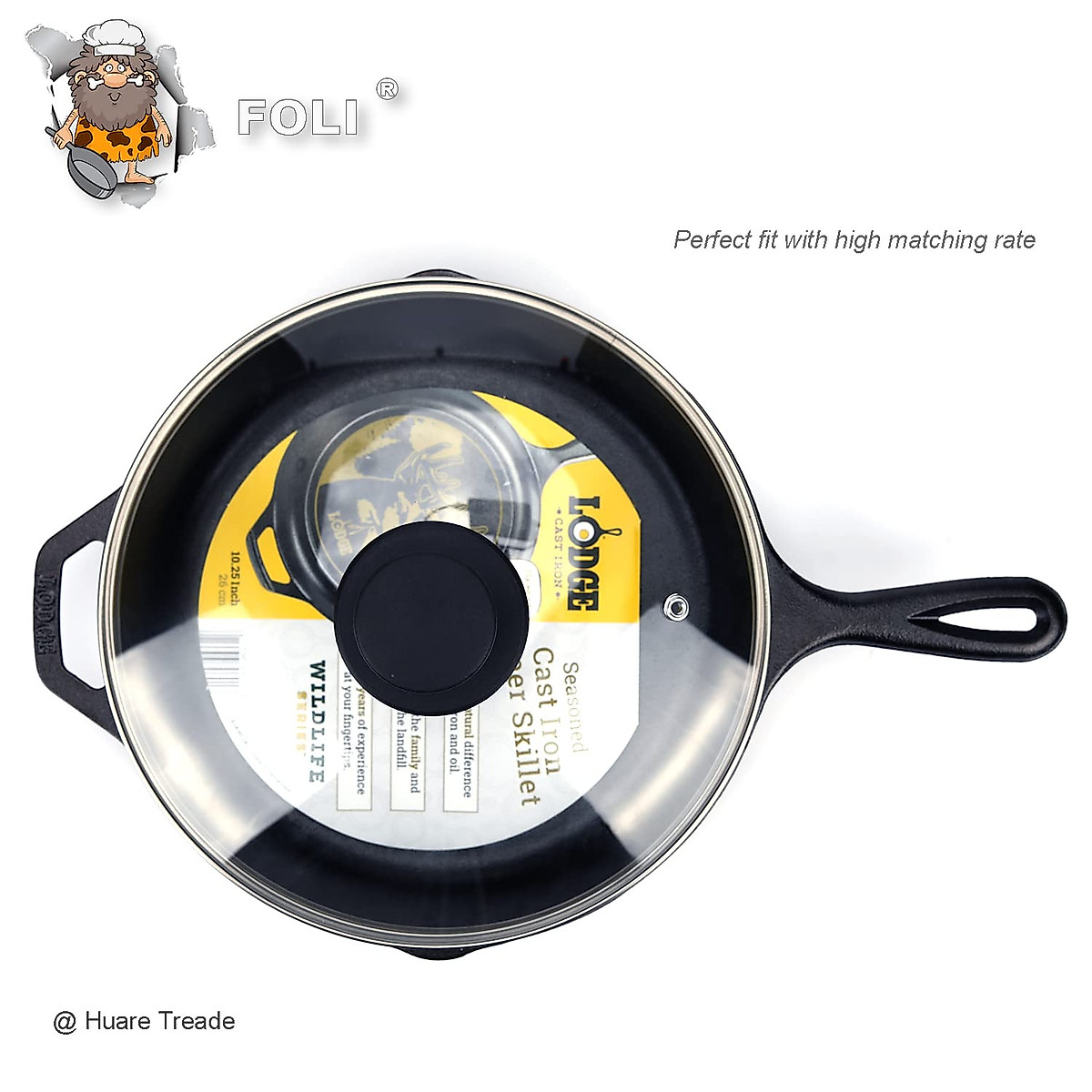 10.25 Inch Tempered Glass Lid Compatible with 10-10.25 Inch Lodge Cast Iron Skillets & 5 Quart Dutch Ovens - 10.25 Inch Universal Replacement Cover with Steam Vent - Versatile Round Glass Lid