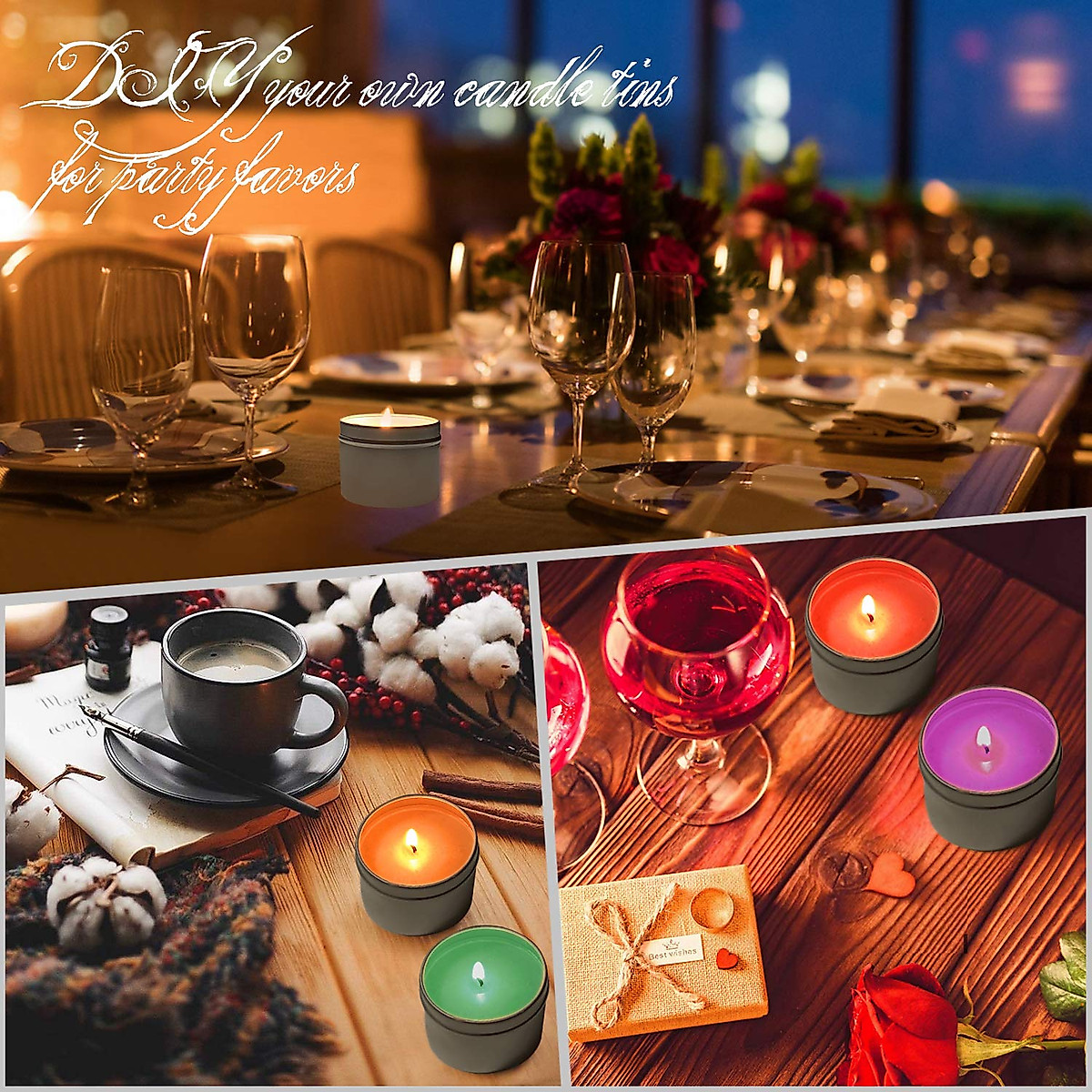 DINGPAI Candle Tin 8oz, Candle Containers for Candle Making, 12 Piece