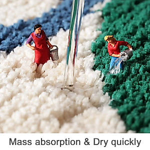 Extra Soft Flocking Green Bath Mats 18" X 26" Absorbent Non-Slip Bathroom Rugs Microfiber Shag Thick Carpet Cute Plant Bathroom Rugs Machine Washable Floor Mat for Tub Shower Bath Room