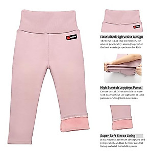 HYXFJITS Baby Girl Boy Winter Warm High Waist Sweatpants Toddler Cotton Active Elastic Pants Fleece Lined