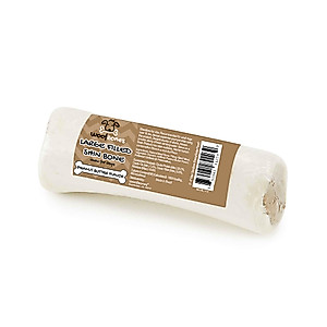 WoofBones Large 5-6" Filled Dog Bones, Peanut Butter Flavor - Long Lasting Stuffed Femur for Aggressive Chewers Dental Treat (Single Bone)