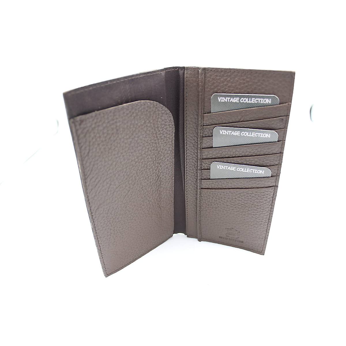 EastMeetsWest Western Dark Brown Hand Tooled Horse Head Horse Shoe Genuine Leather Bi-Fold Men's Rodeo Long Wallet