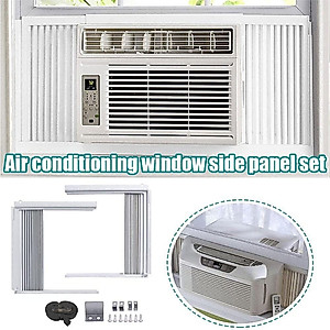 DIDnDID Window Air Conditioner Side Panels with Frame, Room AC Accordion Filler Curtain Kit Replacement, Adjustable Insulation AC Side Panel Include Frames