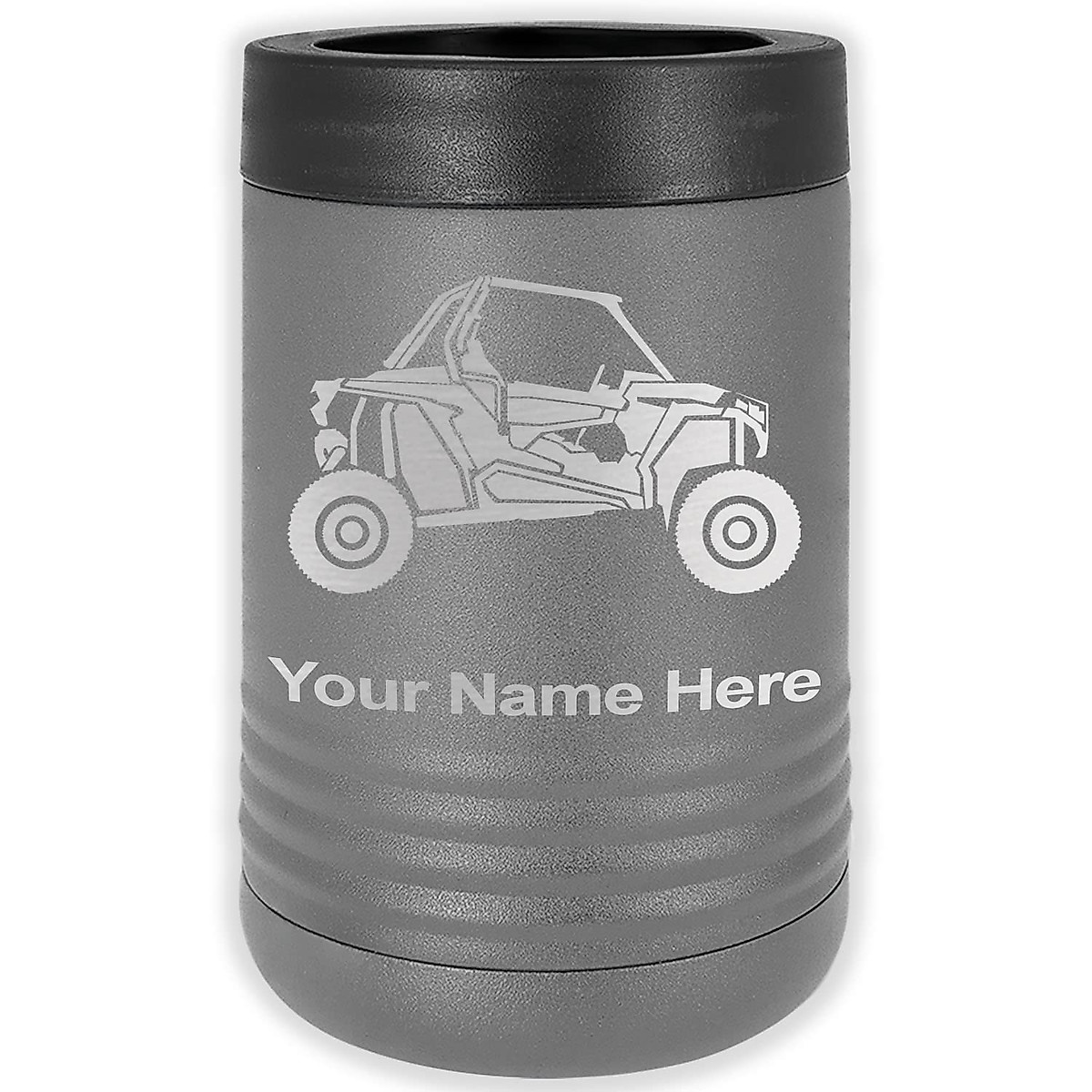 LaserGram Double Wall Insulated Beverage Can Holder, Off Road Racer, Personalized Engraving Included (Standard Can, Gray)