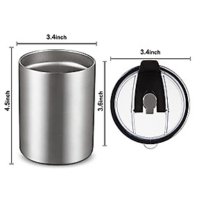 MEWAY 12oz/8Pack Coffee Mug With Lid, Insulated Stainless Steel Reusable Coffee Cup, Double Wall Durable Coffee Mug, Powder Coate，For Coffee, Beer, Home, Office(Silver,8 Pack)