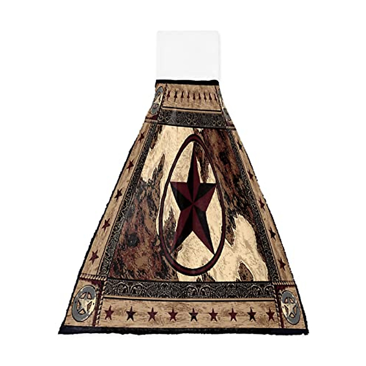 Kitchen Hanging Towel, Hand Towels with Loop Rustic Farmhouse USA Stars on Chic Map 1 Pack Soft Absorbent Tie Towel for Bathroom Retro Wood Plank Tea Bar Dish Cloths Home Cleaning Terry