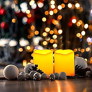 Battery Operated Outdoor Indoor Flameless Candle Electric Waterproof Flickering LED Pillar Candle with Remote Timer for Christmas Halloween Wedding Home Garden Party Decorations Table Centerpiece