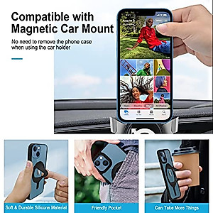 AZALEE iPhone 13 with Silicone Phone Grip, 6.1" iPhone 13 Shockproof Protective Case with 2 Screen Protector Anti-Fall Protective Slim Phone Cover Compatible with MagSafe,Black