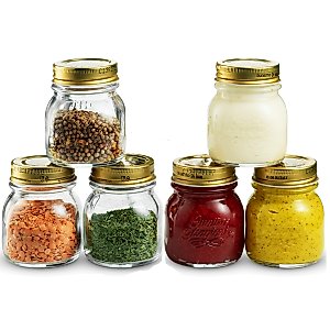 Bormioli Rocco Quattro Stagioni Small Glass Mason Jars 5 Ounce Mini Jars (6-Pack) with Metal Airtight Lid, For Jam, Jelly, baby food, Crafts, Spices, Dry Food Storage, Wedding favors, Decorating Jar