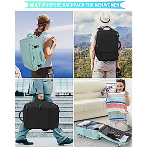 Getravel Large Travel Backpack, Carry On Backpack Airline Approved, 17inch Laptop Backpack, Waterproof Hiking Backpack, Sports Gym Business Daypack, Weekender Bag (Blue-green)