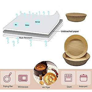 Disposable Air Fryer Liners 100 Piece 6.3in Biodegradable High Temperature Resistant Liners Brown, 6.3 in