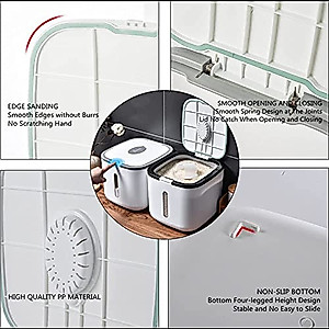 GQU Airtight Rice Dispenser 22 Lbs Food Storage Container Automatic Flip Cover Rice Bucket for Cereal Grain Flour Rice Nuts Beans Pet Food Countertop, Gray