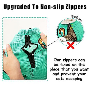 AWOOF Cat Grooming Bag Adjustable Cat Bathing Bag Anti Scratch & Bite Polyester Soft Durable Mesh Cat Shower Bag for Small Medium Large Cats Nail Trimming Ear Cleaning Medicine Taking