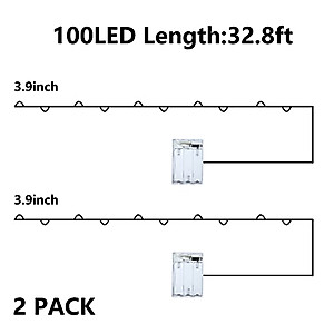 Colorful String Lights Christmas Decorations, 2 Pack 100LED Copper String Lights Battery Operated Fairy Lights Twinkle Lights for Home, Bedroom, Garden, Patio, Outdoor, Xmas Decor-Multicolor