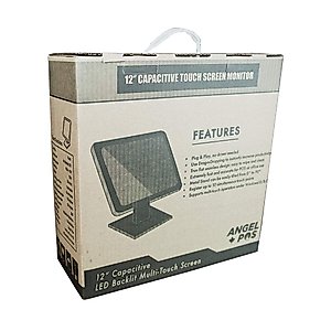 12-Inch Capacitive Multi-Touch POS TFT LED Touchscreen Monitor, True Flat Seamless Design with Adjustable POS Stand for Retail Restaurant, HDMI & VGA Inputs, High Resolution 1024 x 768