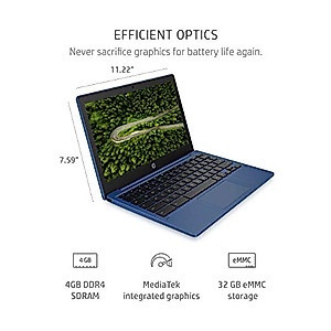 HP Chromebook 11-inch Laptop - MediaTek - MT8183 - 4 GB RAM - 32 GB eMMC Storage - 11.6-inch HD IPS Touchscreen - with Chrome OS™ - (11a-na0060nr, 2020 model, Indigo Blue)