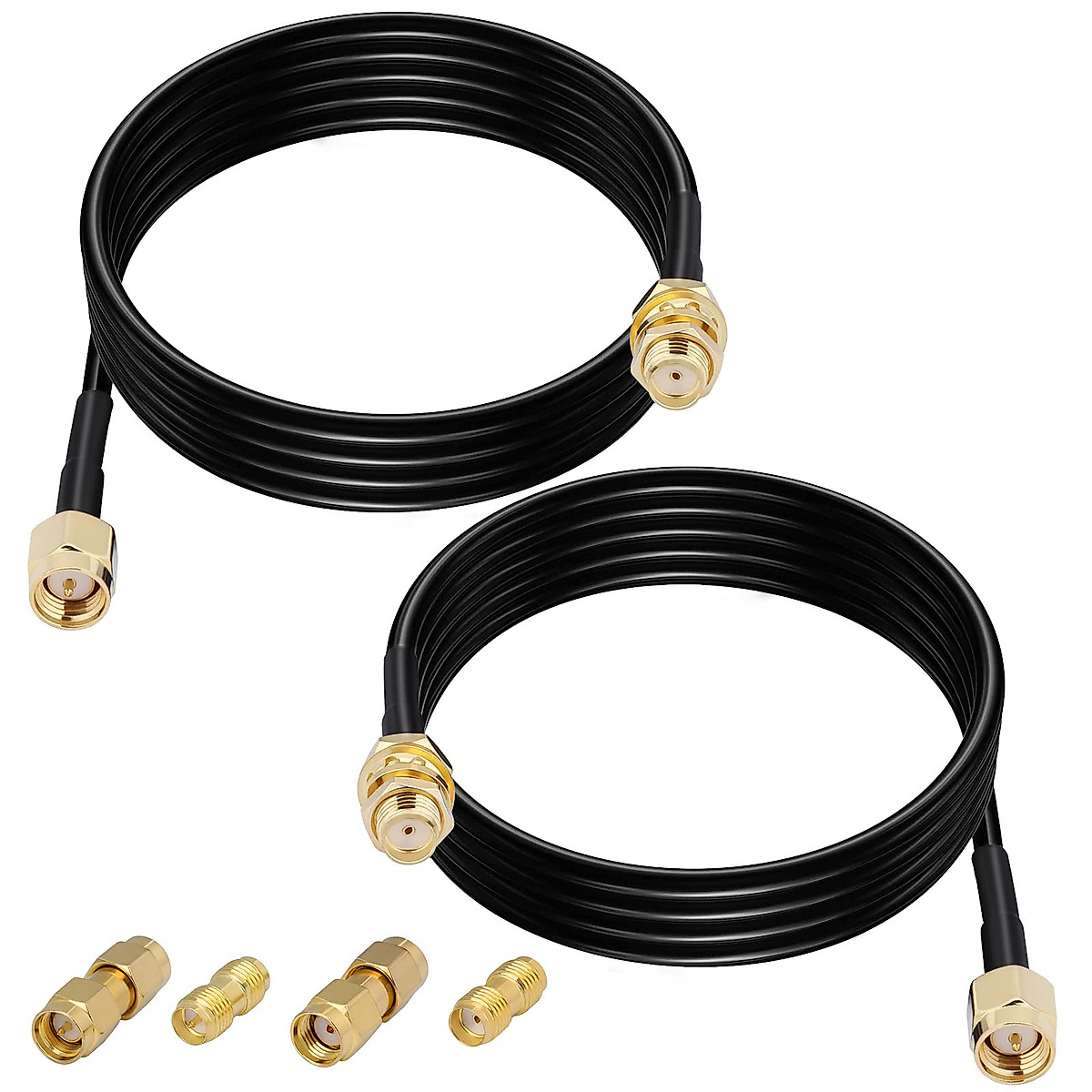 CAPChang SMA Antenna Cable RG174 Coaxial Cable 2-Pack 10FT SMA Female to SMA Male Bulkhead Add-on SMA to SMA/RPSMA Adapter Kit for 4G LTE Router Gateway Cellular RTL SDR Dongle ADS-B Receiver