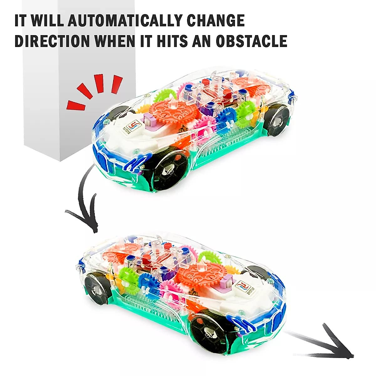 ABK Transparent Toy Car - with Visible Colored Moving Gear System, Light and Sound Transparent Electric Car Toy Light Music LED Light Effects (Sport Car)