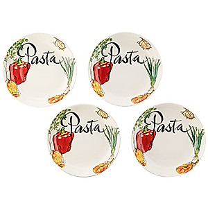 Lorren Home Trends 5 Piece Porcelain Pasta Set Vegetable Design, Multicolor