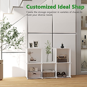 C&AHOME Cube Storage Organizer, 6-Cube Shelves Units, Closet Cabinet, DIY Plastic Modular Book Shelf, Ideal for Bedroom, Living Room, Office, 36.6" L x 12.4" W x 36.6" H Milky UPCS06M