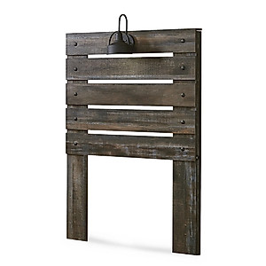 Signature Design by Ashley Drystan Rustic Panel Headboard ONLY with USB Charging Stations, Twin, Brown
