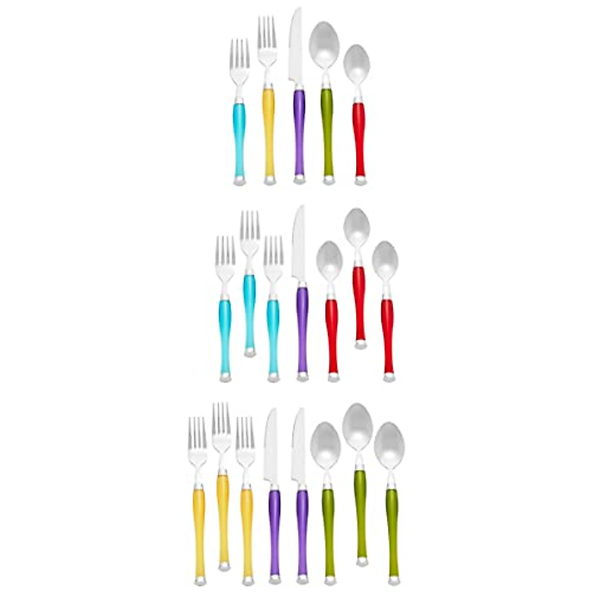 Gibson Home 105913.20 Santoro 20 Piece Set Plastic Handle Flatware on Hanging Rack, Multicolor