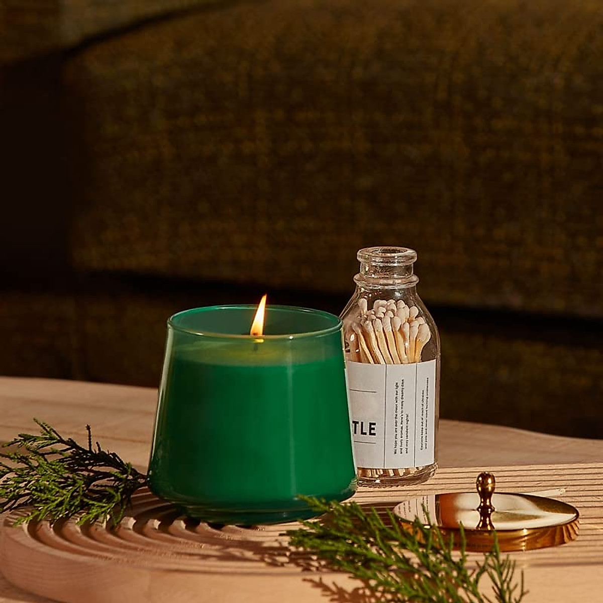 LA JOLIE MUSE Fir & Cedarwood Candle, Christmas Candles for Home Scented, Cedar Candle for Winter, Holiday Candle Gift, Green Glass Jar Candles, Natural Soy Candles, 75 Hours 12.3 Oz