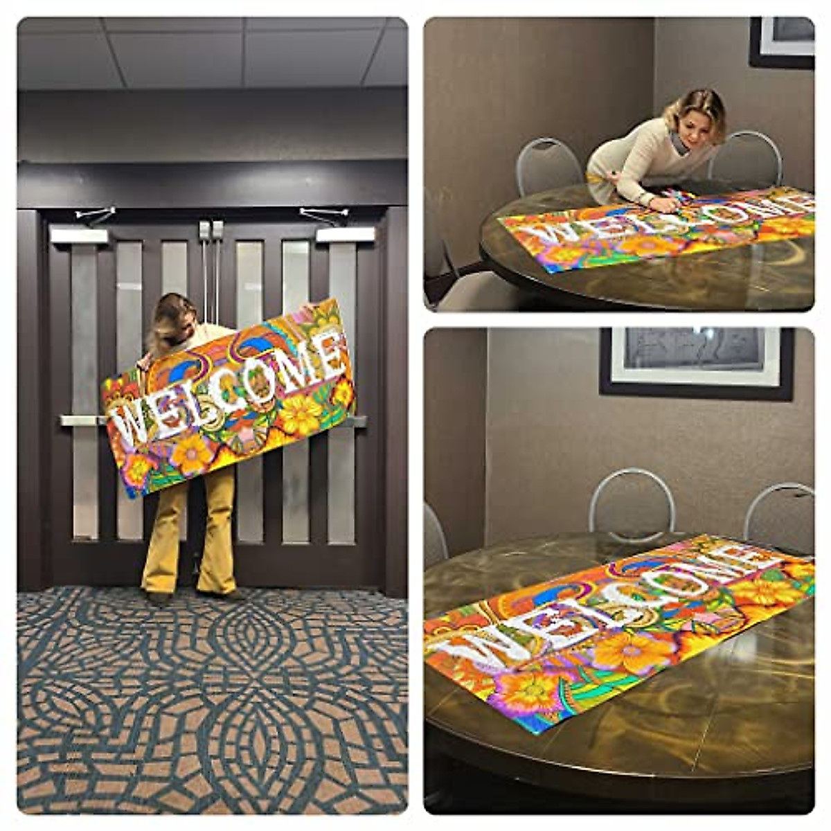 SJPrinter Inspirational Motivational Wall Art, Giant Coloring Poster Mandala for Kids and Adults - Great for Girls, Boys, Arts and Crafts, Care Facilities, Schools, Family Time, Groups (WELCOME, 24" x 52")