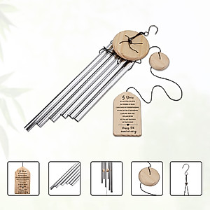 5 Years Anniversary Wind Chime, Happy 5th Anniversary Gift, 5 Years of Marriage, Wood Wedding Anniversary Keepsake for Couples Husband Wife, Valentines Day Gifts for Him Her, 5 Years Down