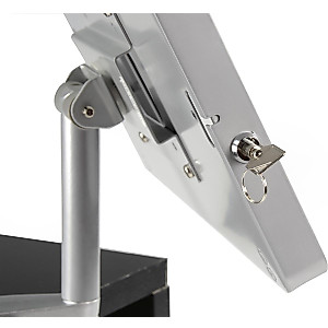 Displays2go Trade Show Display Counter with Mount for iPad – Steel, Corrugated Plastic, MDF, White, Silver Trim, Woodgrain (CTRPIPDCSL)