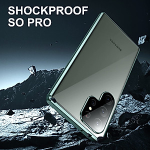 Jonwelsy Anti Peeping Case for Samsung Galaxy S23 Ultra, 360 Degree Front and Back Privacy Tempered Glass Cover, Anti SPY Screen, Anti Peep Magnetic Adsorption Metal Bumper for S23 Ultra (Silver)