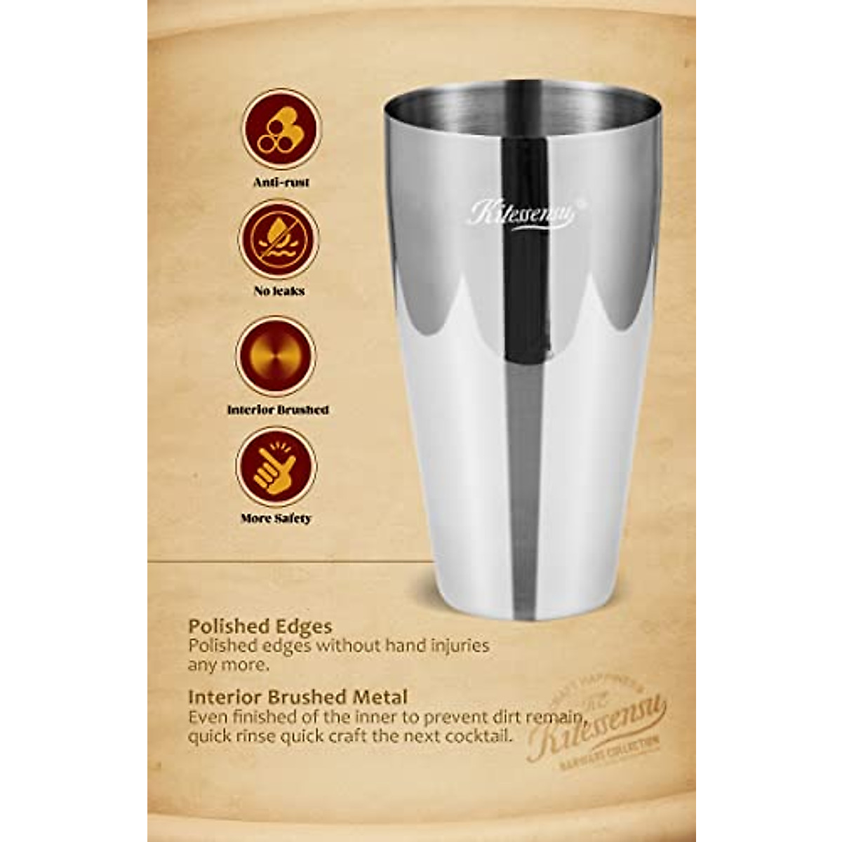 KITESSENSU Cocktail Shaker Set, 2-Piece Boston Shaker Set for Drink Mixing, Premium 18/8 Stainless Steel Martini Shaker for Bartending and Home Bar - 18oz & 28oz, Recipes Booklet Included, Silver