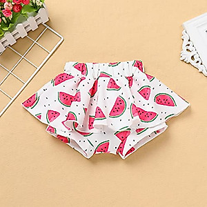 Baby Girls Watermelon 1st Birthday Outfit Romper Tutu Skirt with Diaper Cover Bloomers and Headband Infant First Birthday Cake Smash Coming Home Outfit for Photo Prop Watermelon One 6-12 Months