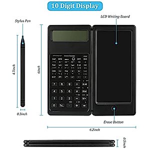 Laelr Calculator, Scientific Calculator, Electronic Office Calculator with Erasable Writing Board, 10-Digit LCD Display Desktop Calculator for Office School Calculating, High School or College (Black)