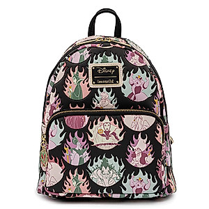 Loungefly Disney Villains Pastel Flames All Over Print Womens Double Strap Shoulder Bag Purse