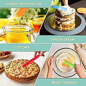 5Pcs Silicone Jar Spatulas - Cake Cream Spatulas Set, 9.8 inch Non-Stick Heat Resistant Mixing Butter Spatulas Baking Scrapers for Jars Blenders Cooking Stirring (5 Color)