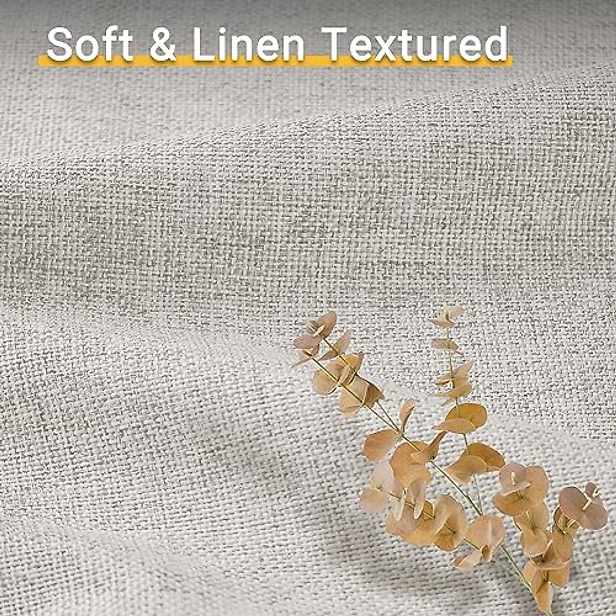 INOVADAY 100% Blackout Curtains 96 Inches Long, Blackout Curtains for Bedroom 96 Length Thermal Insulated Linen Blackout Curtains & Drapes for Living Room- Greyish Beige, W50 x L96