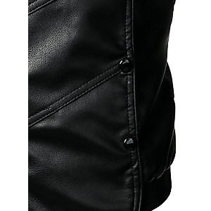 HOOD CREW Mens Faux Leather Jacket Lightweight Fashion Motorcycle Leather Jackets Coat Black 3XL